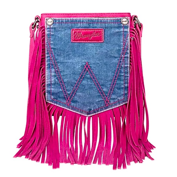 Bags | Womens Denim Hot Pink Western Sash Bag Fringe Purse | Poshmark